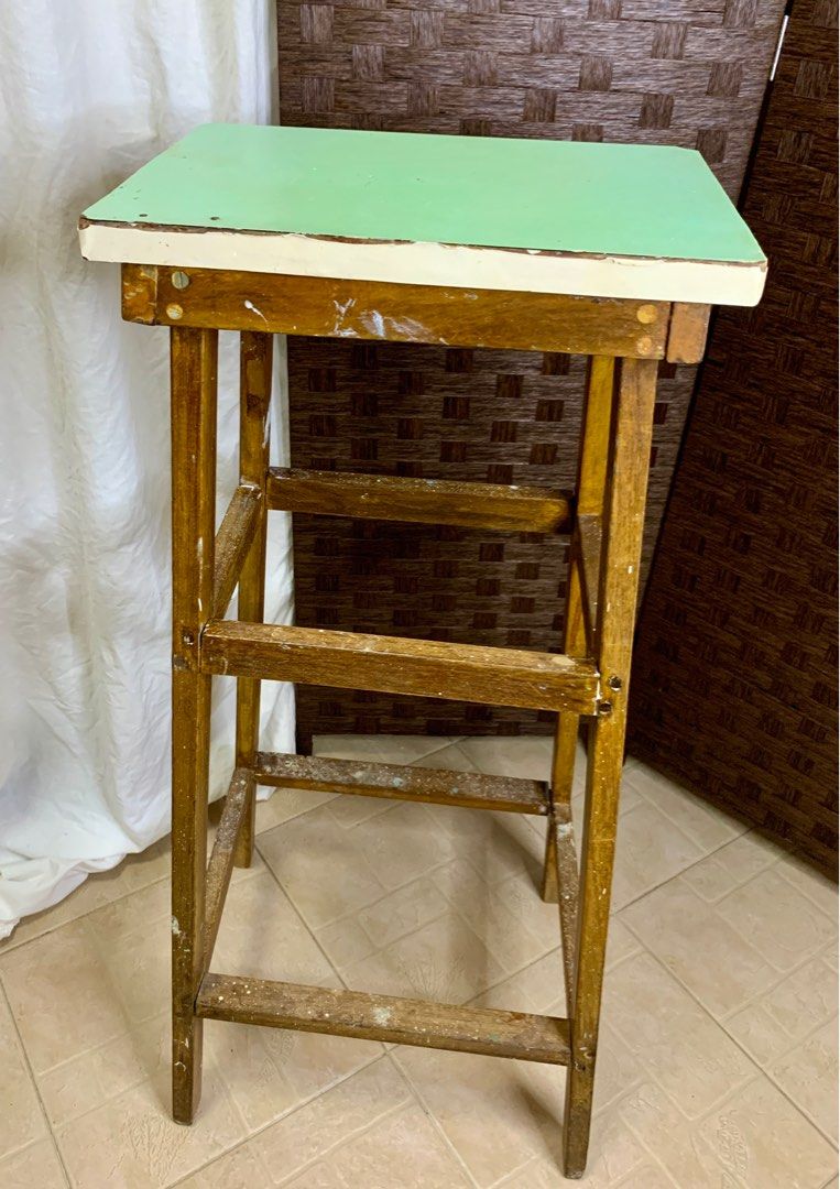 Vintage, old tall Wooden stools, Furniture & Home Living, Furniture ...