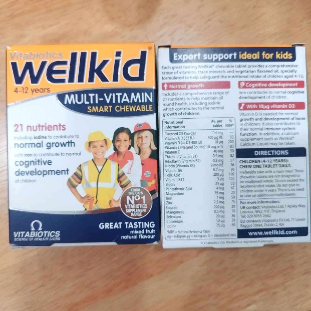 Vitabiotics Wellkid Multi-Vitamin Mixed Fruit Chewable 4-12 years ...