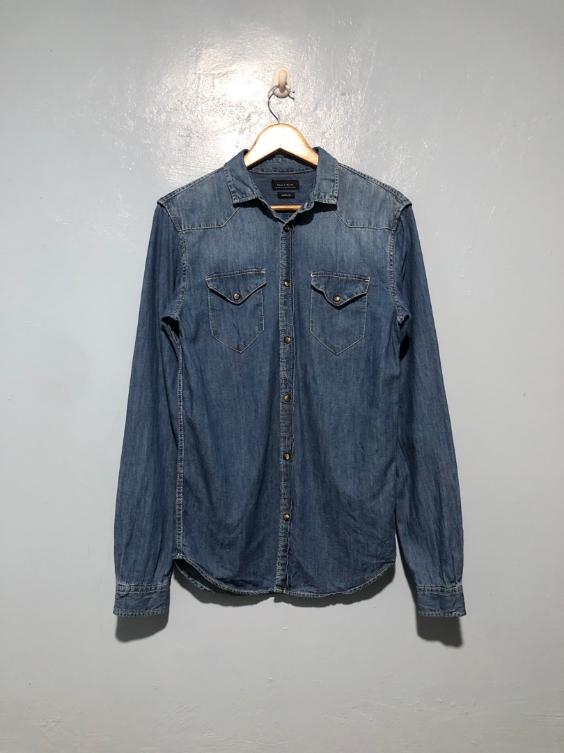 Zara Man Polo Denim Long Sleeve, Men's Fashion, Coats, Jackets and ...