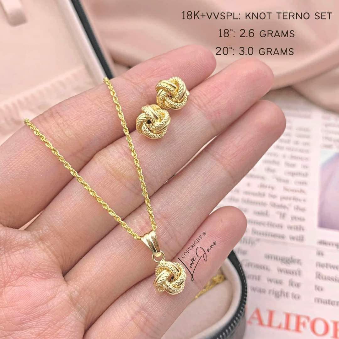 18K Saudi Gold KNOT TERNO SET, Women's Fashion, Jewelry & Organizers ...