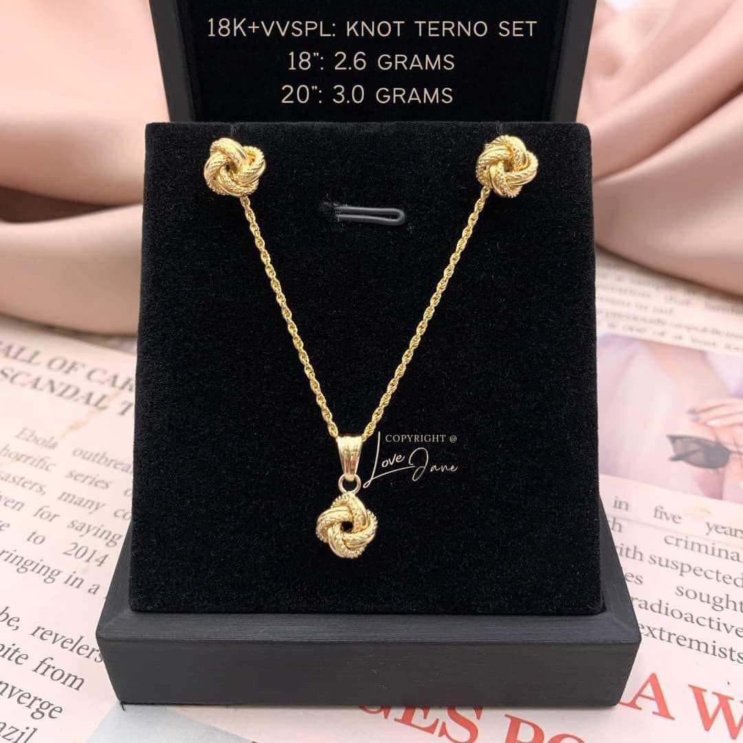 18K Saudi Gold KNOT TERNO SET, Women's Fashion, Jewelry & Organizers ...
