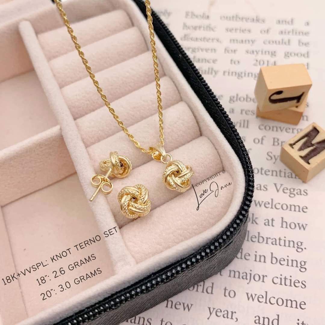 18K Saudi Gold KNOT TERNO SET, Women's Fashion, Jewelry & Organizers ...