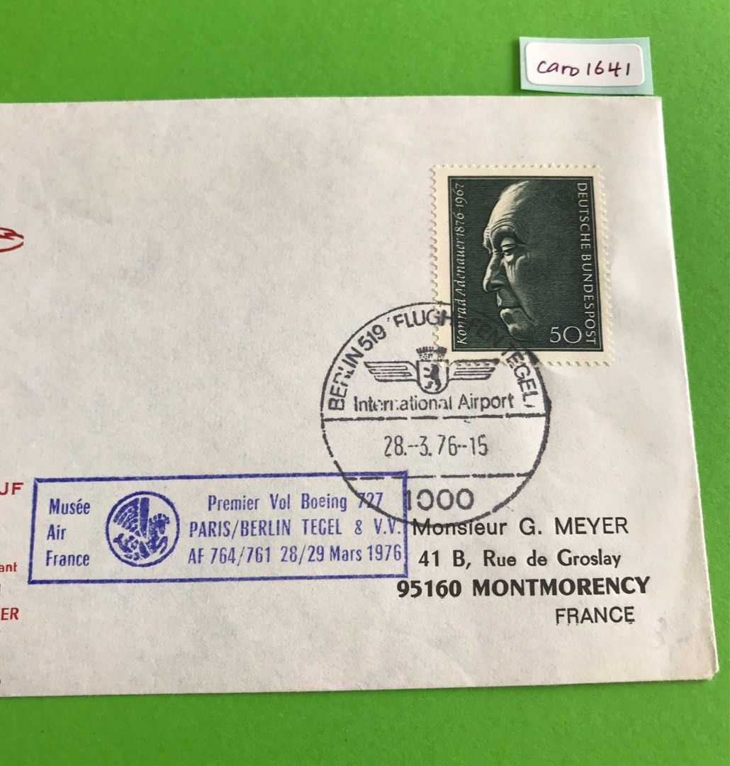 1974 Air France first flight cover, Boeing Jet B727, Berlin - Paris ...