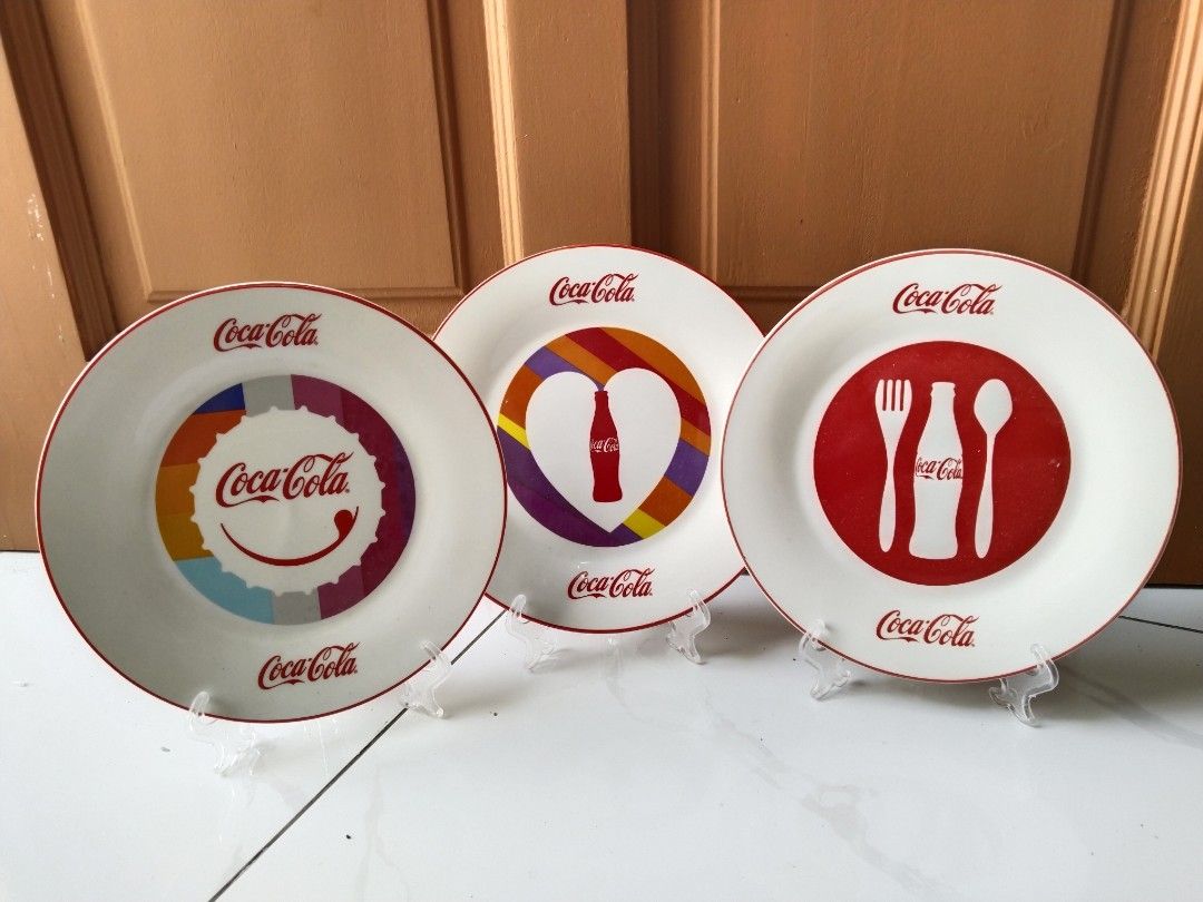 (3 in 1) Coca Cola Coke Plates with stands, Hobbies & Toys ...