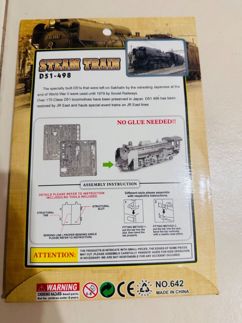 3D metal model ,steam train, Hobbies & Toys, Toys & Games on Carousell
