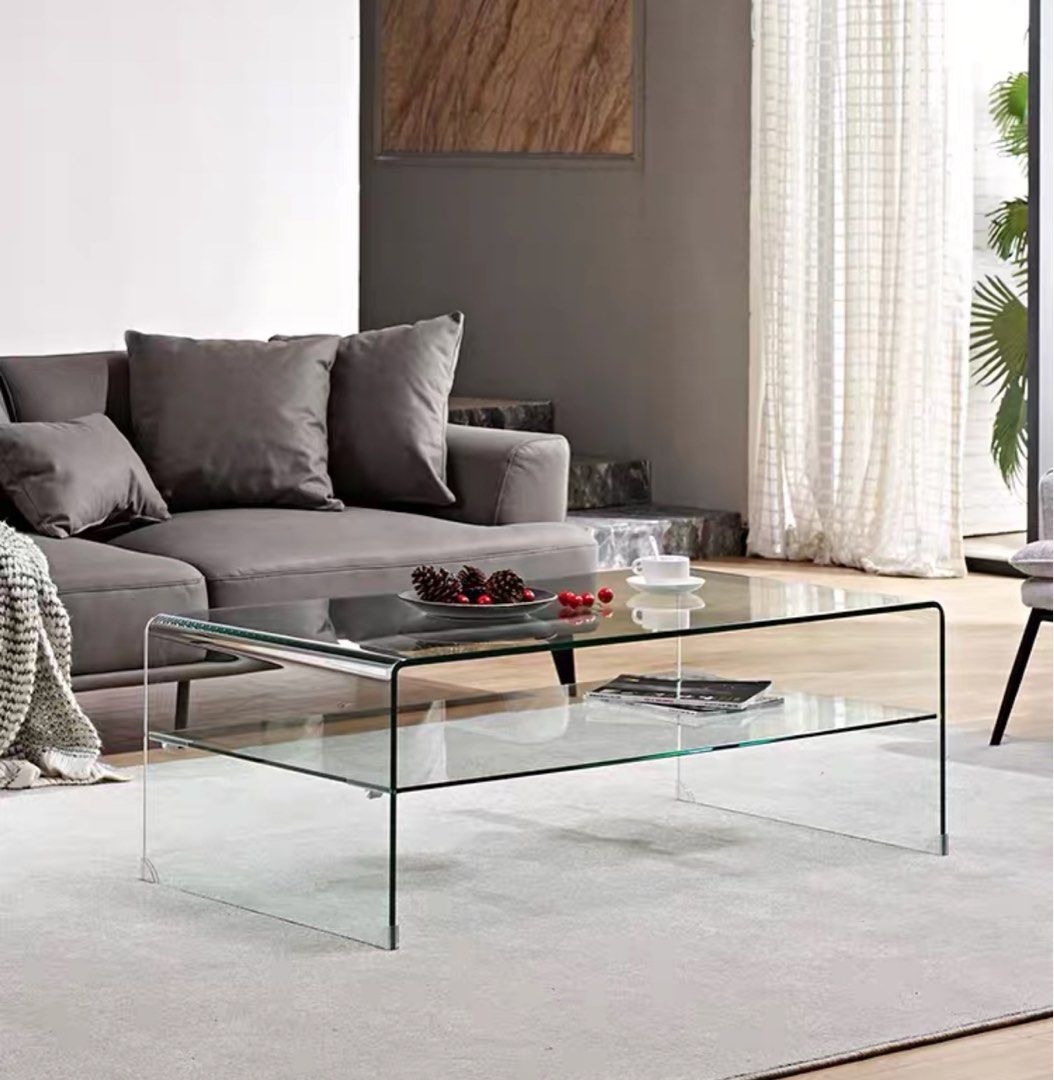 ADE Minimalist Glass Coffee Table, Furniture & Home Living, Furniture ...