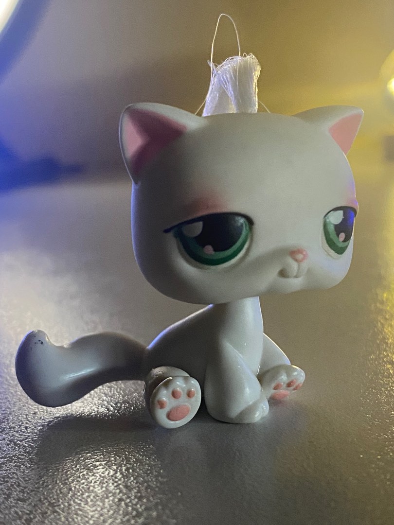 Authentic LPS Littlest Pet Shop White Tabby Cat with Hair #148, Hobbies ...