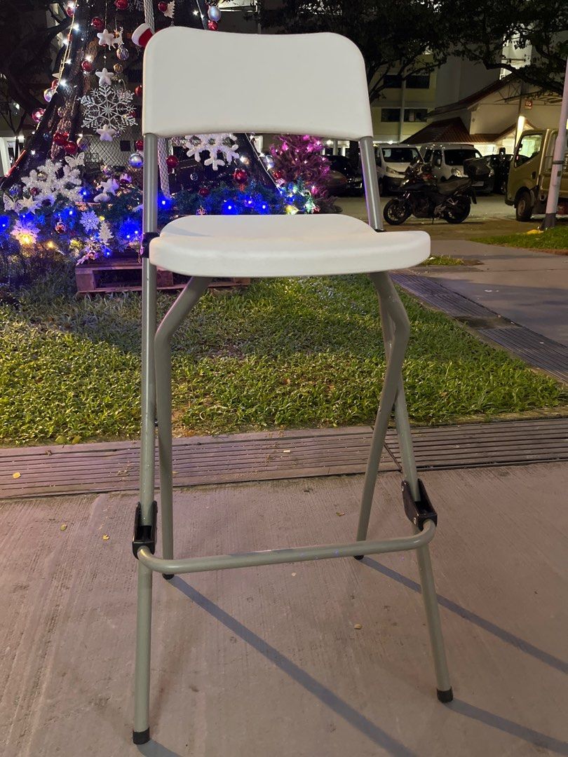 Bar stool white stone look alike design foldable, Furniture & Home ...