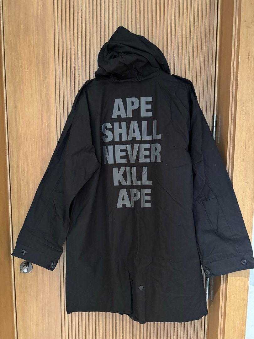 Bathing Ape Black Coat with Hoodie for Men, Men's Fashion, Coats ...