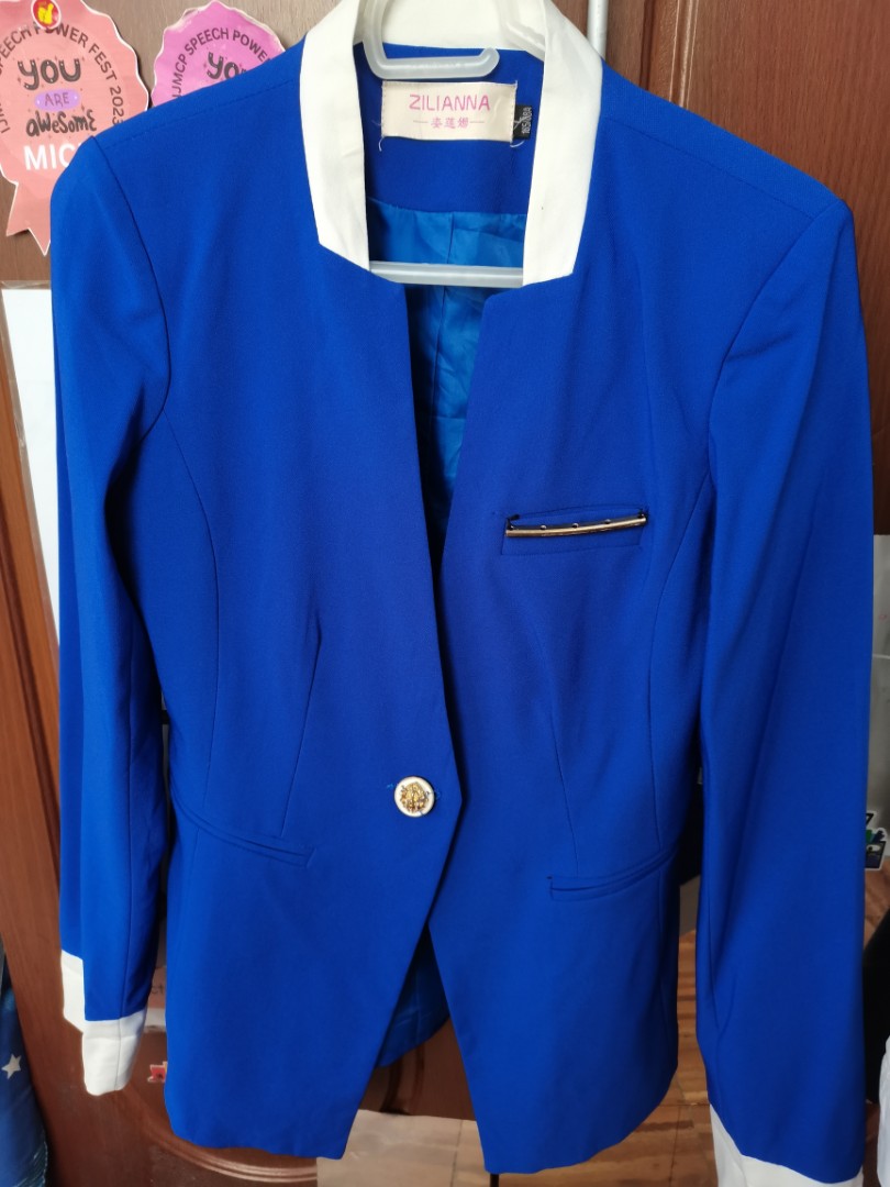 Blue Formal Coat, Women's Fashion, Coats, Jackets and Outerwear on ...