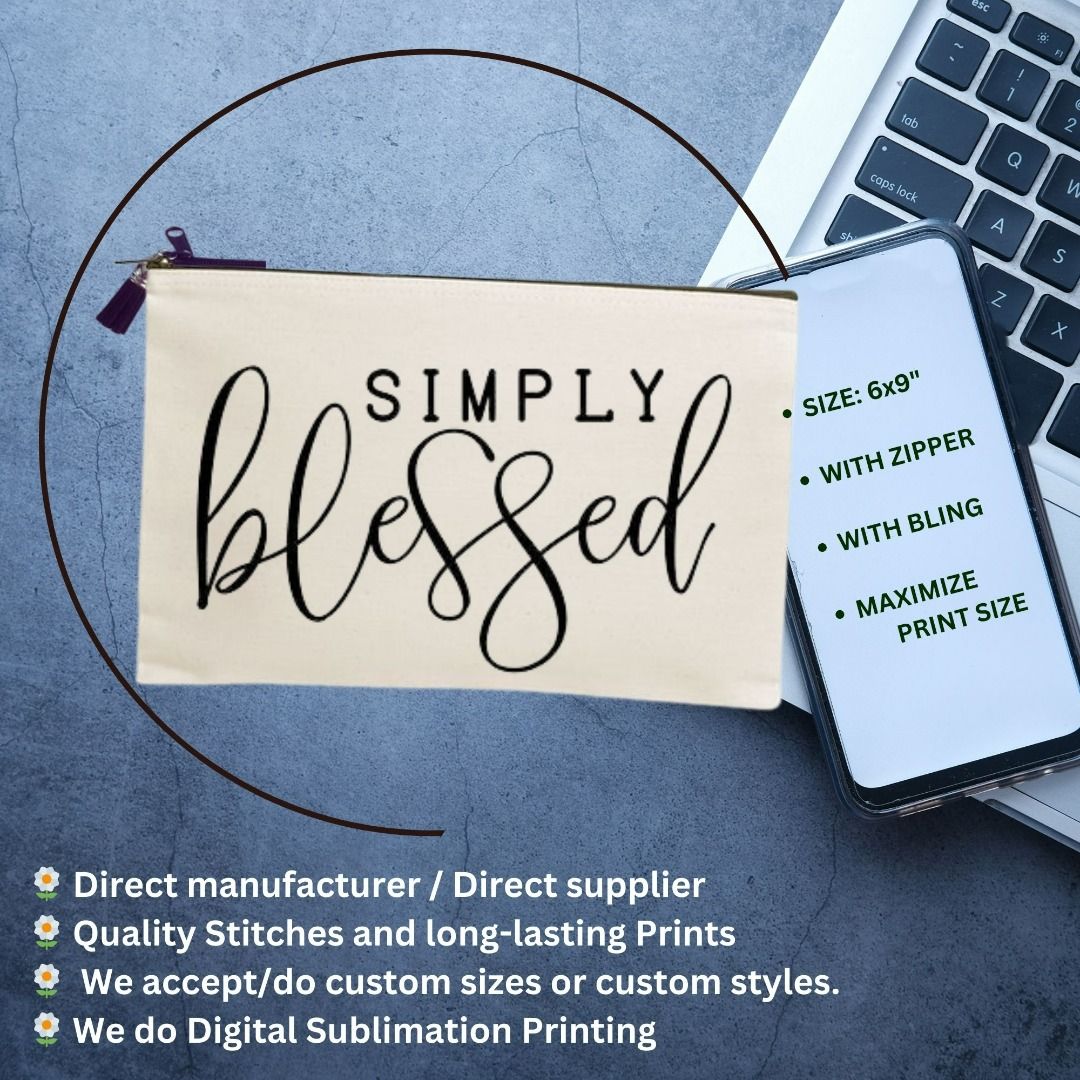 CANVAS CREAM/WHITE POUCH 6X9" WITH ZIPPER, Women's Fashion, Bags ...