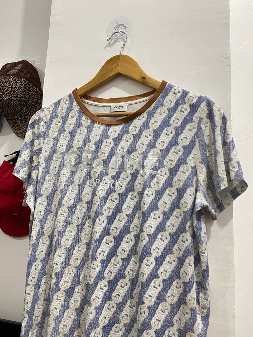 CELINE PARIS AOP EMBROIDERY SHIRT, Luxury, Apparel on Carousell