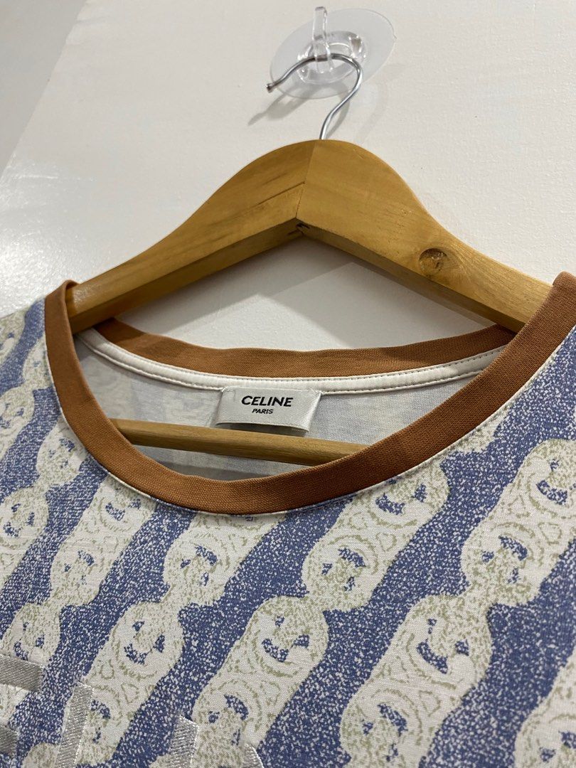 CELINE PARIS AOP EMBROIDERY SHIRT, Luxury, Apparel on Carousell