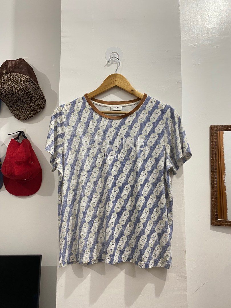 CELINE PARIS AOP EMBROIDERY SHIRT, Luxury, Apparel on Carousell