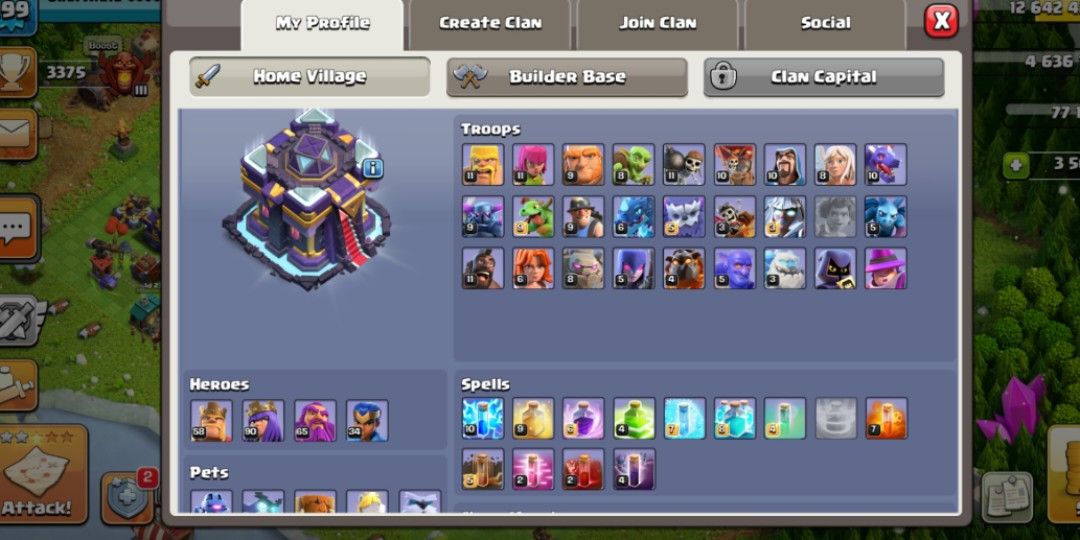 Clash of clans Coc Th15 (6builders, 3.5k gems, 148 cwl medals, many ...