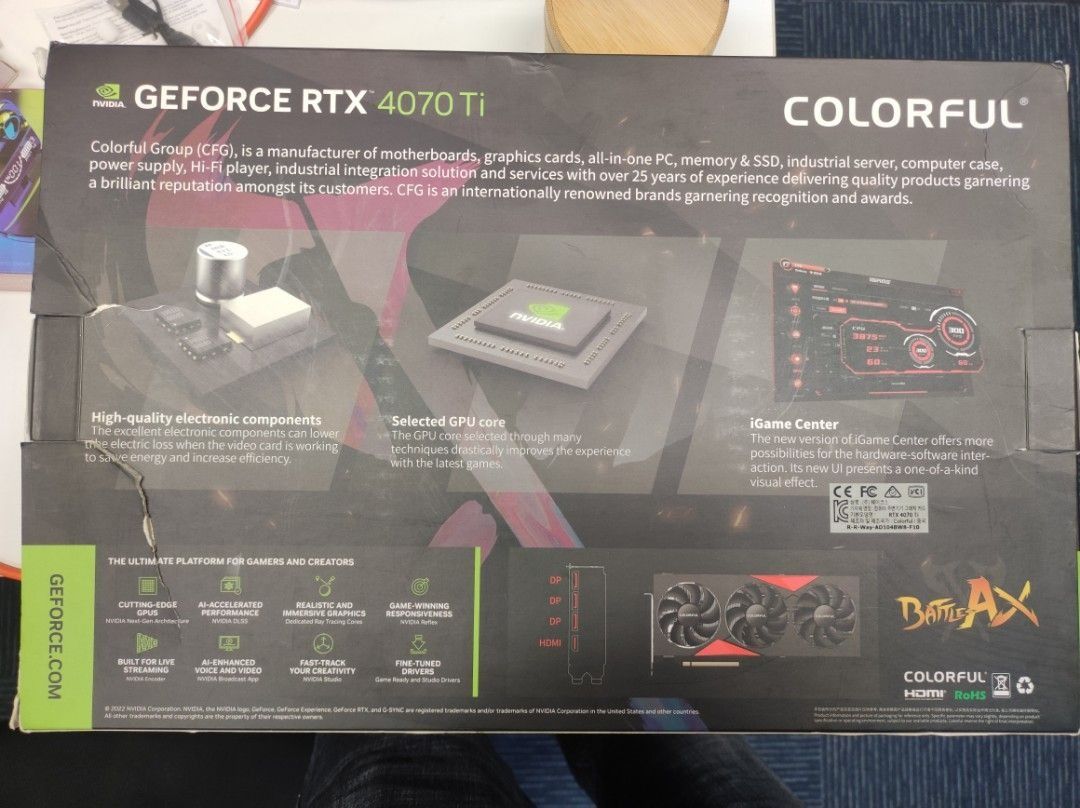 Colorful GeForce RTX4070 Ti Battle AX graphics cards, Computers & Tech ...