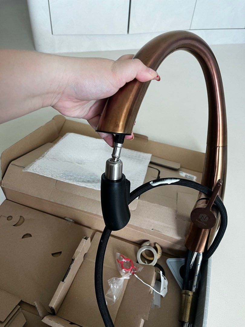 Copper curve tap with extendable hose, Furniture & Home Living ...