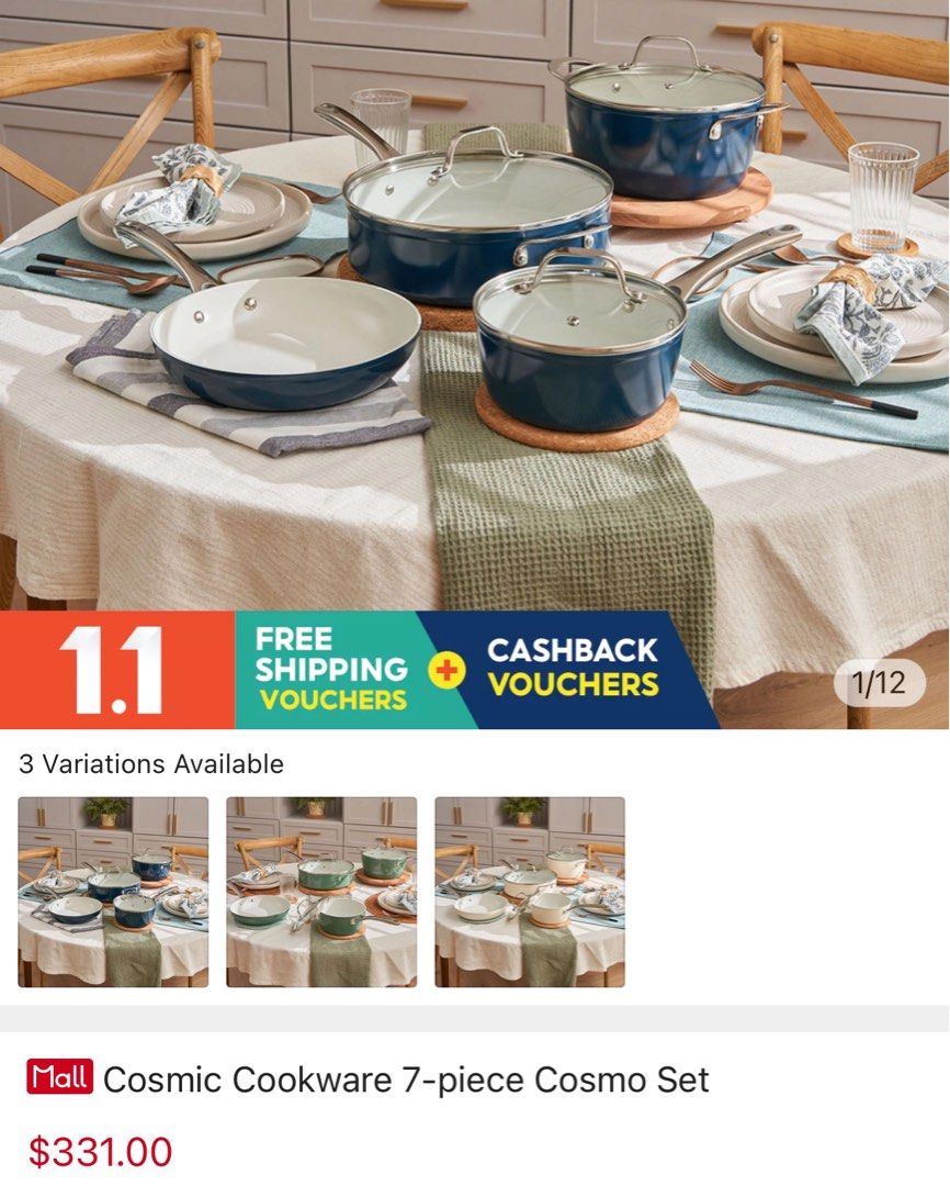 Cosmic cookware 7 pieces set, Furniture & Home Living, Kitchenware & Tableware, Dinnerware ...