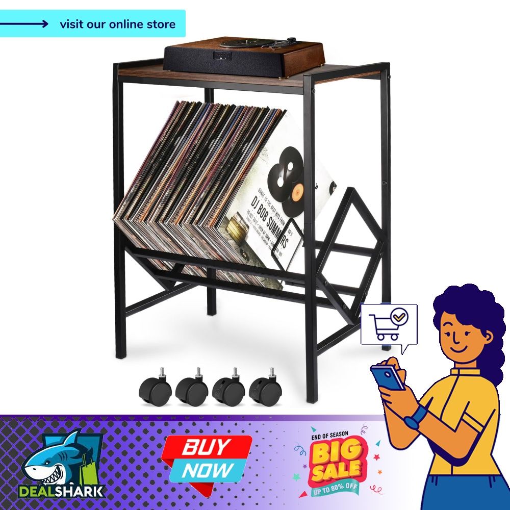 DACK Record Player Stand with Storage Up to 80 Albums,Turntable Stand ...