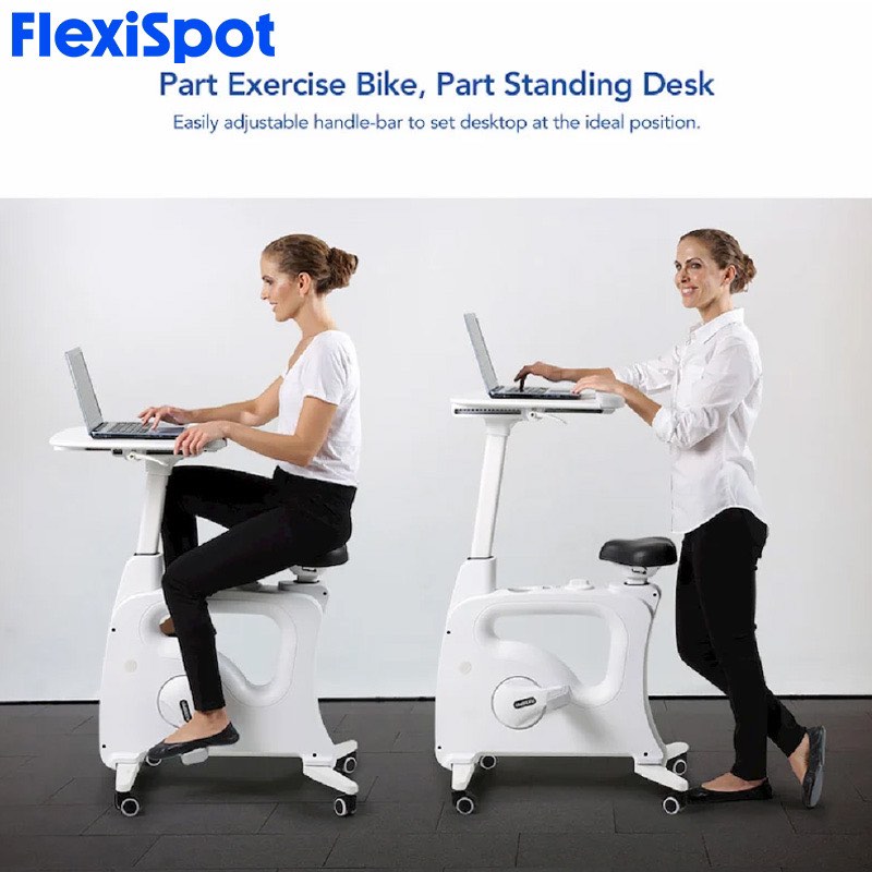 FlexiSpot Height Adjustable Stationary Bike Home Office Standing Desk ...