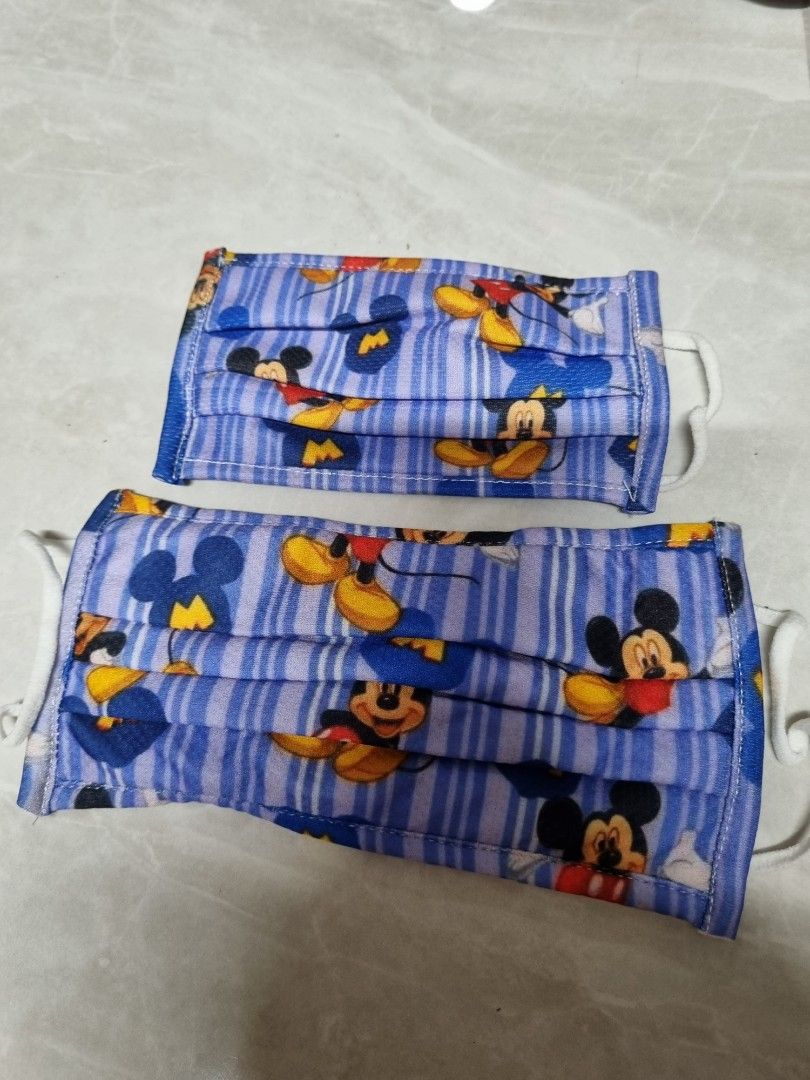 Free mail - Bn 2 x mickey mouse blue fabric mask for adult and child ...