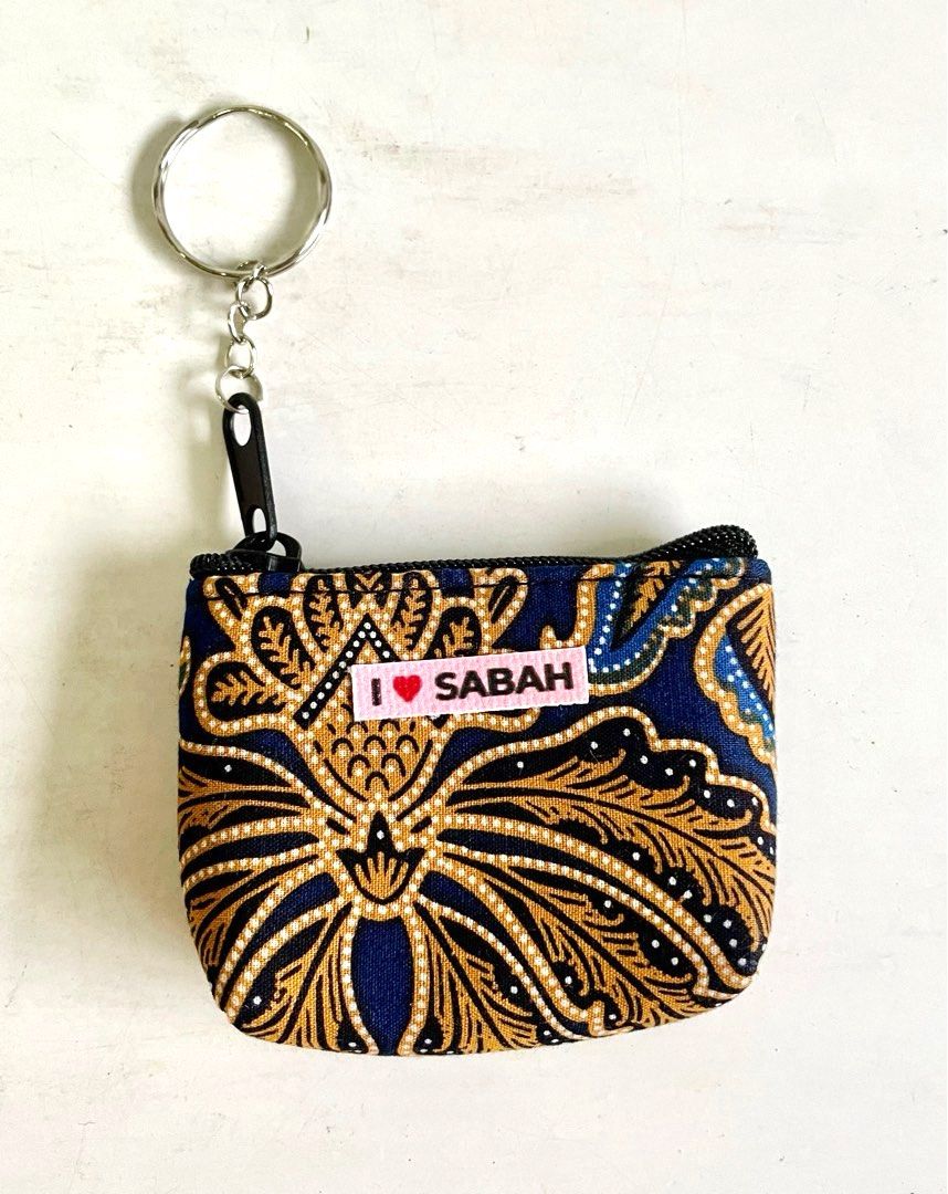 FWP BNIP Sabah Batik Coin Purse Keychain and Wood Christian Cross ...