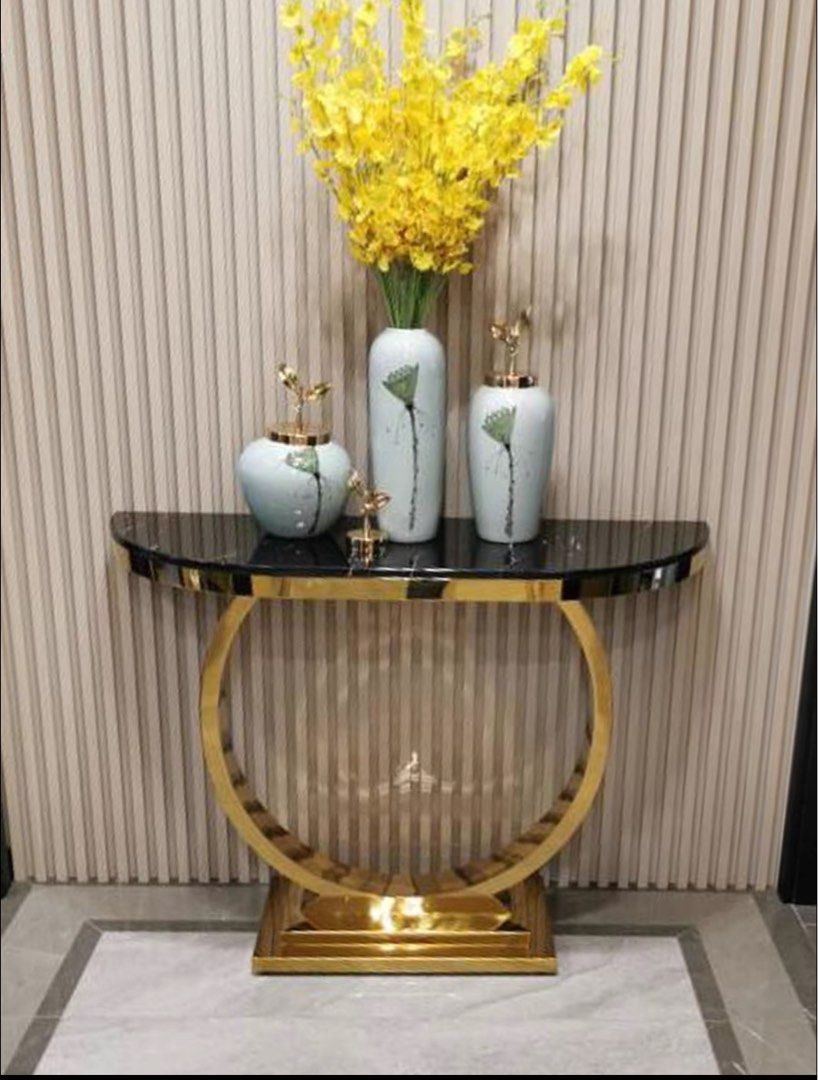 Half round marble table, Furniture & Home Living, Furniture, Tables ...