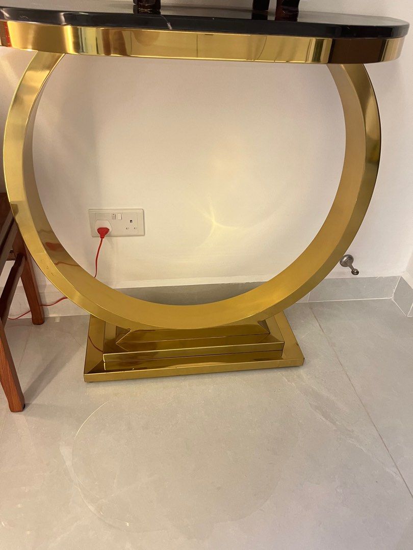 Half round marble table, Furniture & Home Living, Furniture, Tables ...