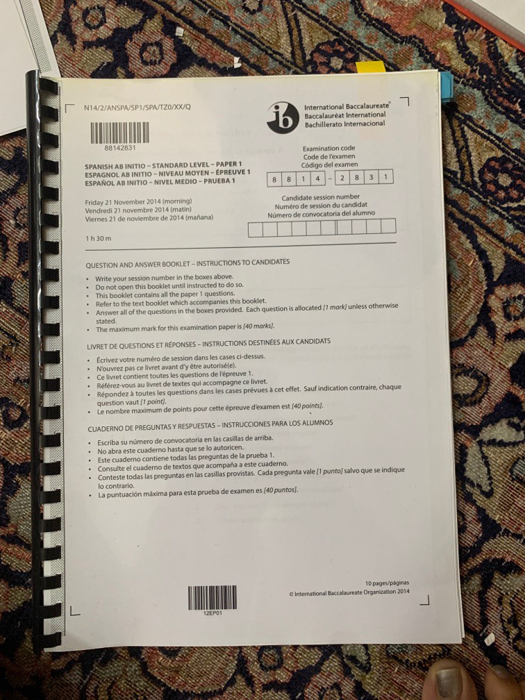 IB Spanish Standard Level Ab Initio Past Papers Binder, Hobbies & Toys ...