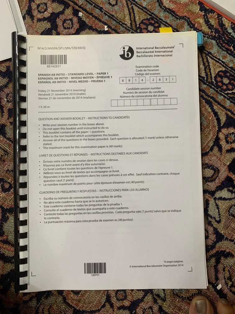 IB Spanish Standard Level Ab Initio Past Papers Binder, Hobbies & Toys ...