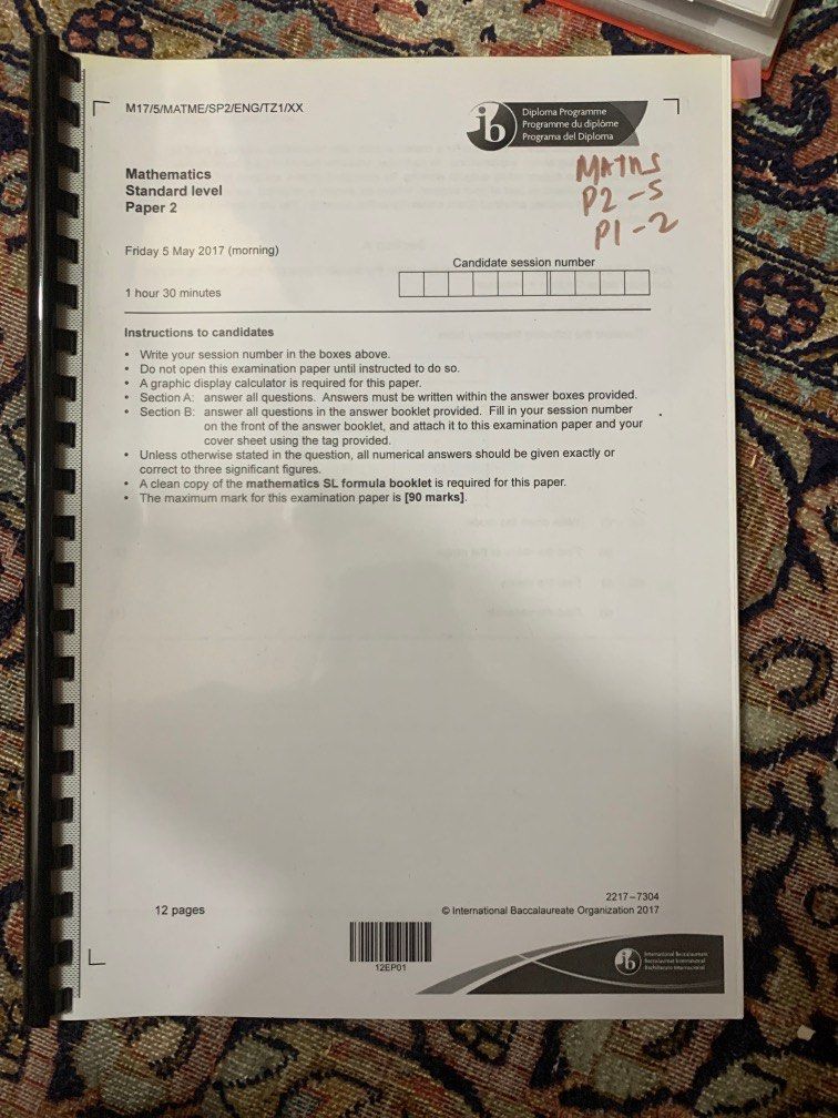 IB Standard Level Maths Past Papers Binded, Hobbies & Toys, Books ...