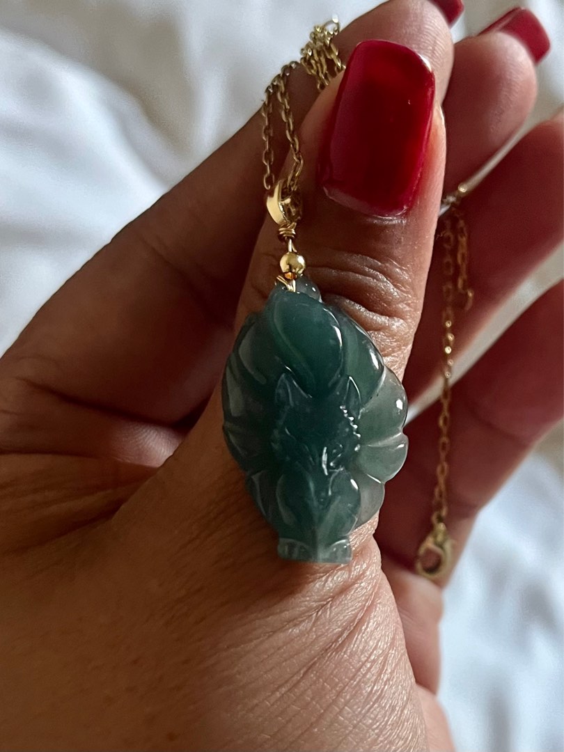 Icy Jelly Bluish Green Jadeite Jade Fox, Women's Fashion, Jewelry ...