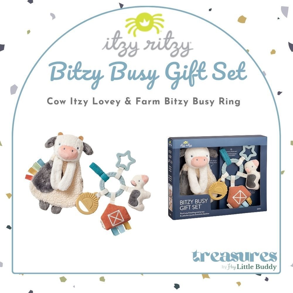 Itzy Ritzy Farm Toy Gift Set Present Baby Shower Cow Lovey & Farm Theme ...