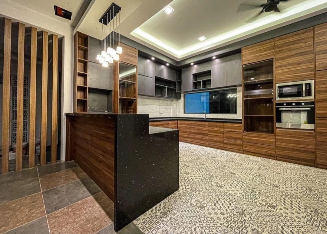 Kabinet Dapur/Kitchen Cabinet/Blockboard/Melamine/4G glass/Quartz stone ...