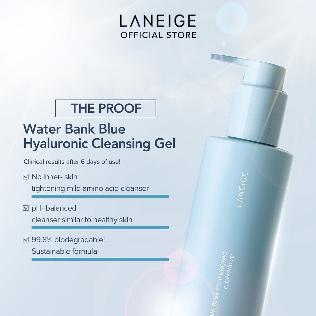 LANEIGE Water Bank Blue Hyaluronic Cleansing Gel 200ml - Ultrafine Particle Removal, Beauty ...