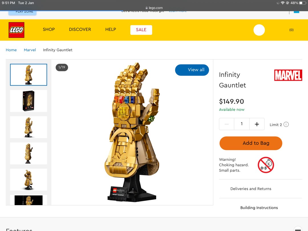 Lego Infinity Gauntlet, Hobbies & Toys, Toys & Games on Carousell