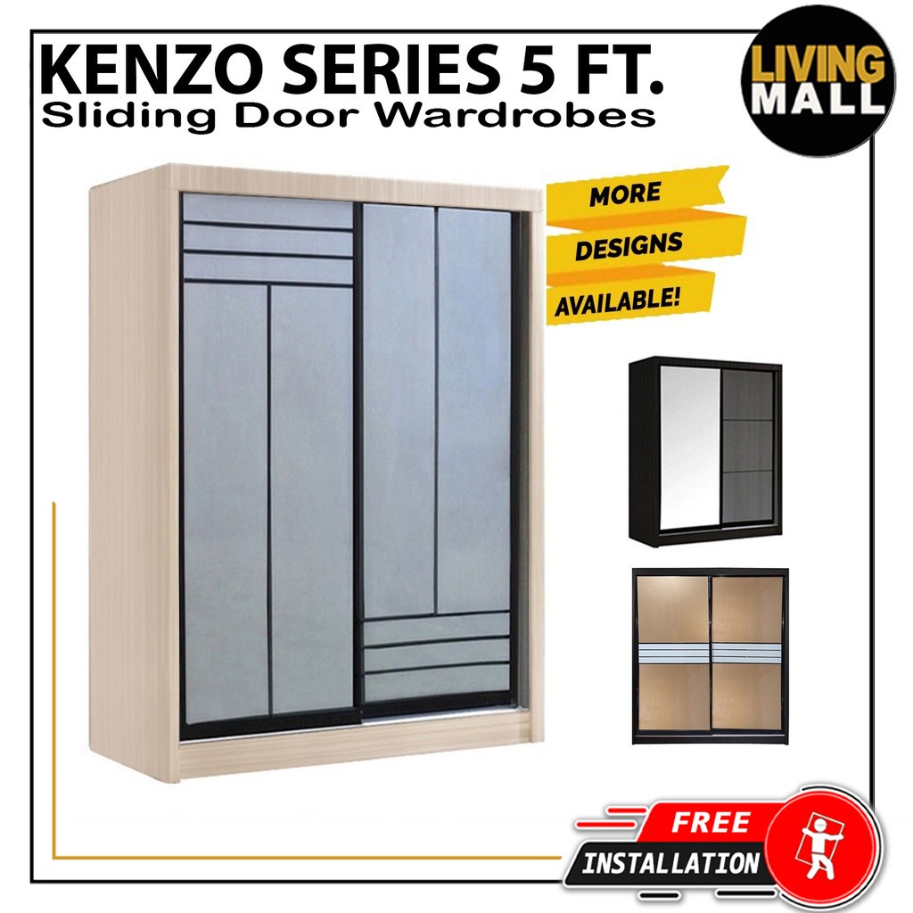 Living Mall Kenzo Series 5ft Sliding Glass And Mirror Door Wardrobe in 14 designs, Furniture ...