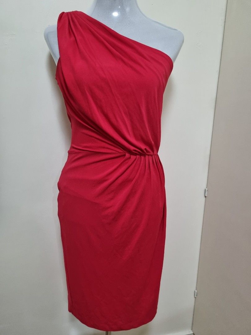 Mango one shoulder red dress, Women's Fashion, Dresses & Sets, Evening ...
