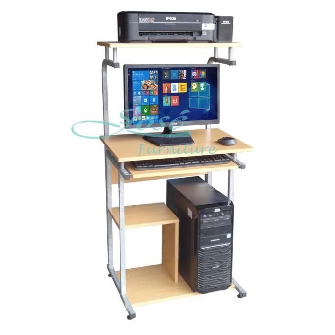 Meja Komputer Minimalis Tingkat Ada Tempat Printer Warna Serat Kayu ...