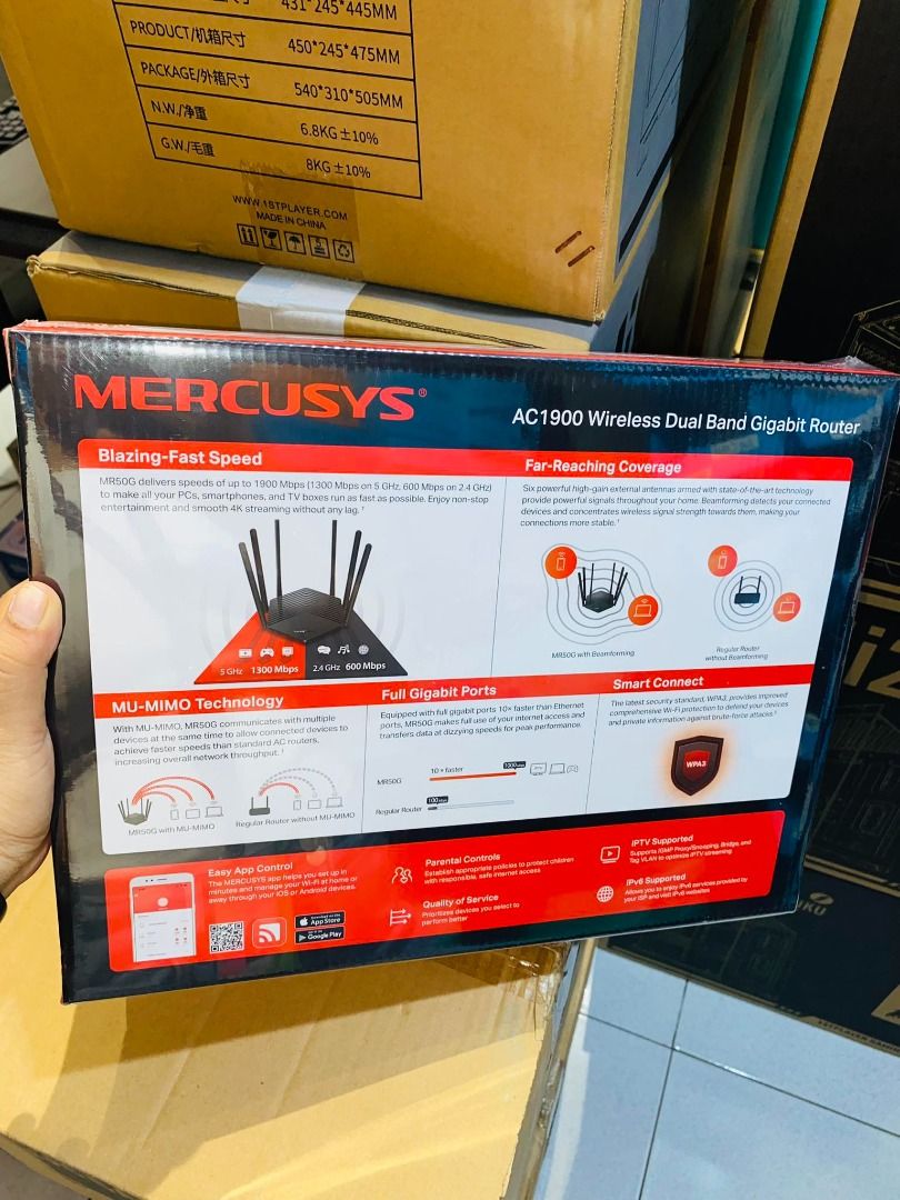Mercusys MR50G AC1900 Wireless WiFi Dual Band Gigabit Router, Computers ...