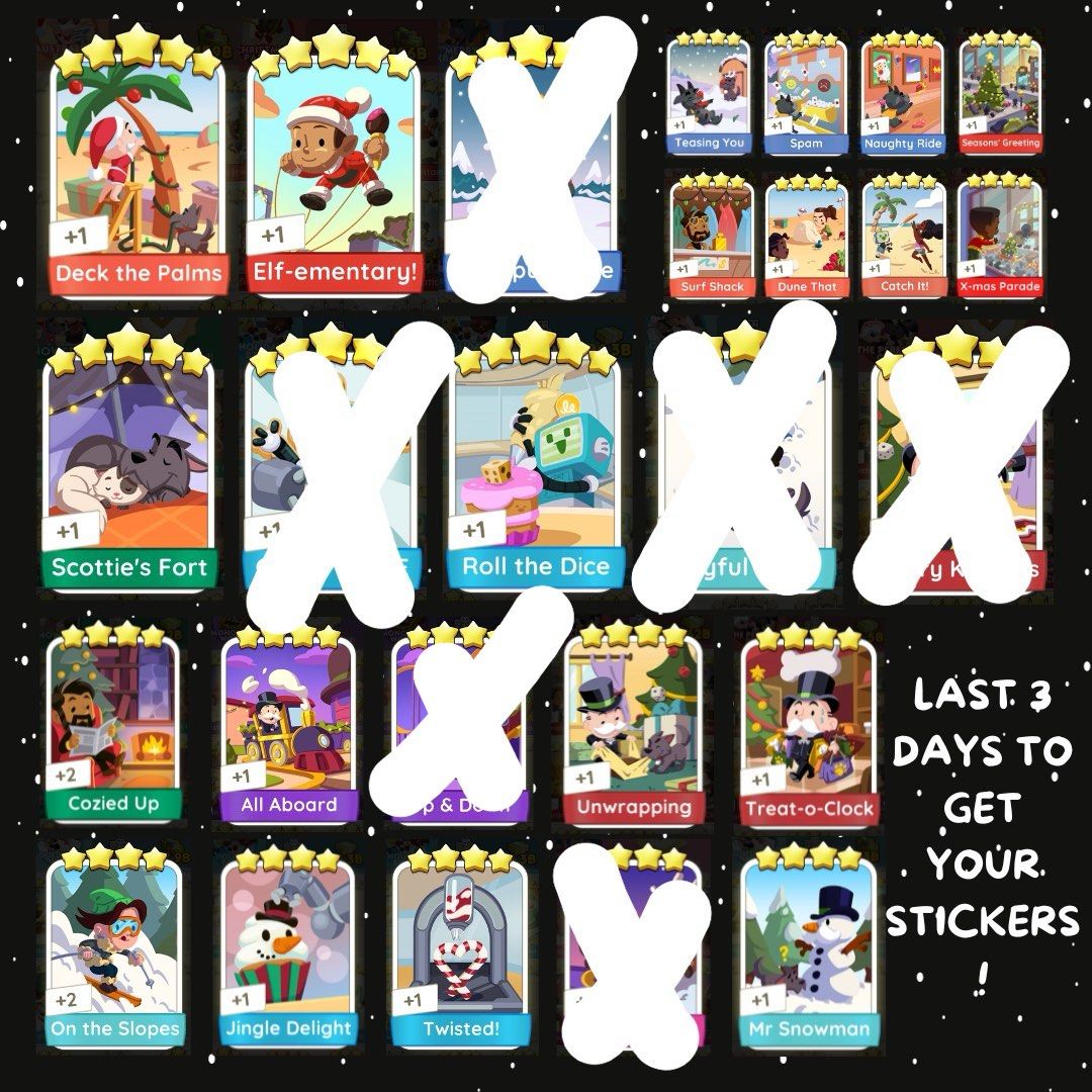 Monopoly Go 4* Stickers 5* Stickers (Set13-Set15 inclusive), Video ...