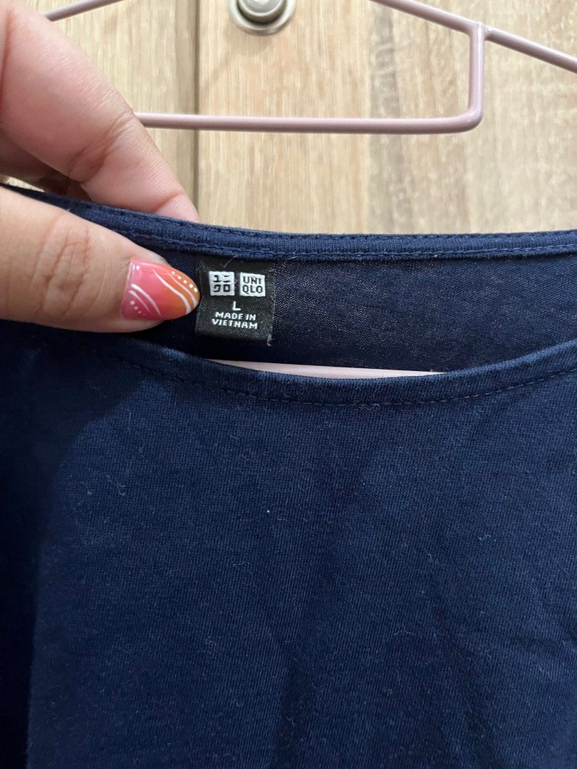 navy blue top uniqlo plus size, Women's Fashion, Tops, Blouses on Carousell