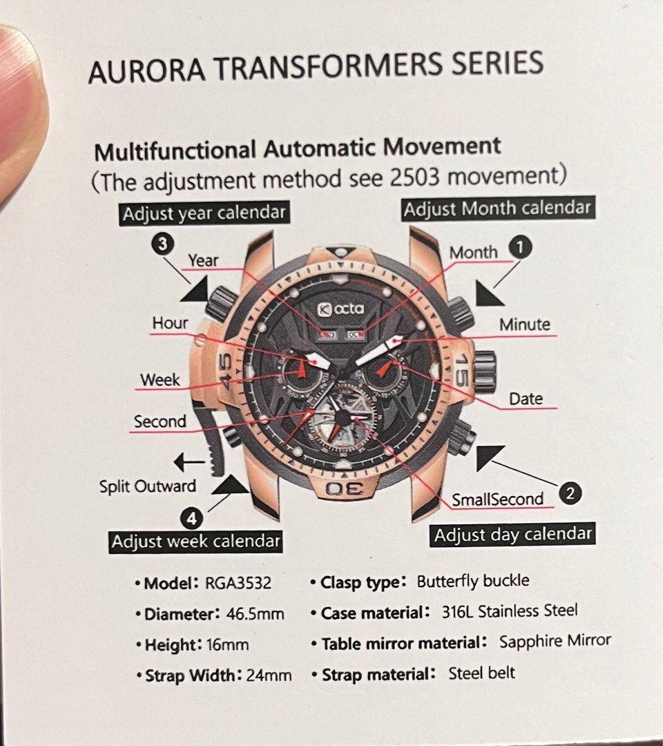 Octafx Calendar Watch, Men's Fashion, Watches & Accessories, Watches on ...