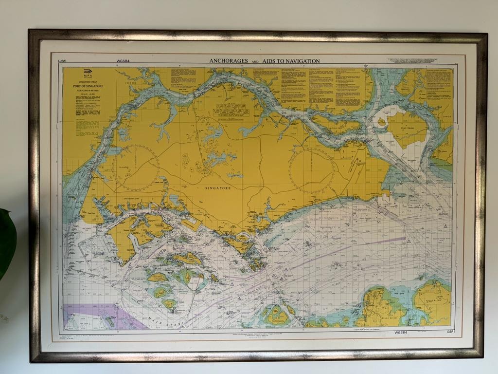 Port of Singapore Map, Furniture & Home Living, Home Decor, Frames ...
