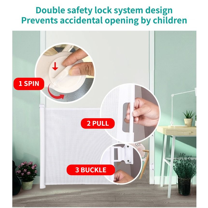 Punch Free Safety Retractable Gate Child Safety Barrier Stairway ...