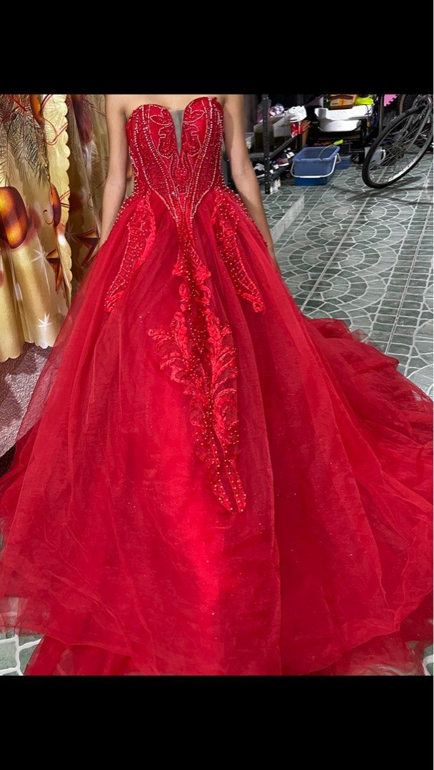 Red Ballgown for debut and other occasions, Women's Fashion, Dresses ...