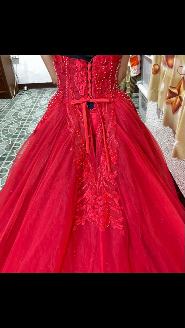 Red Ballgown for debut and other occasions, Women's Fashion, Dresses ...