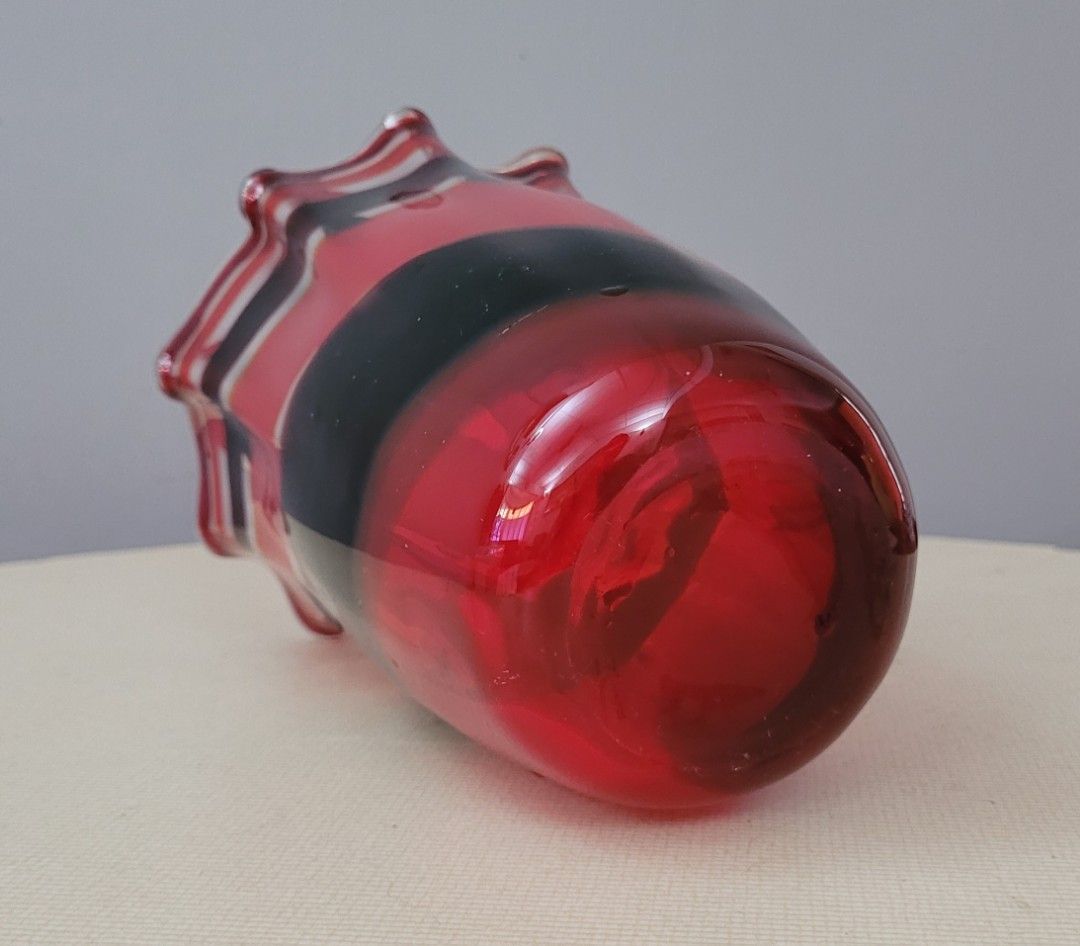 Red black art glass vase, Furniture & Home Living, Home Decor, Vases ...