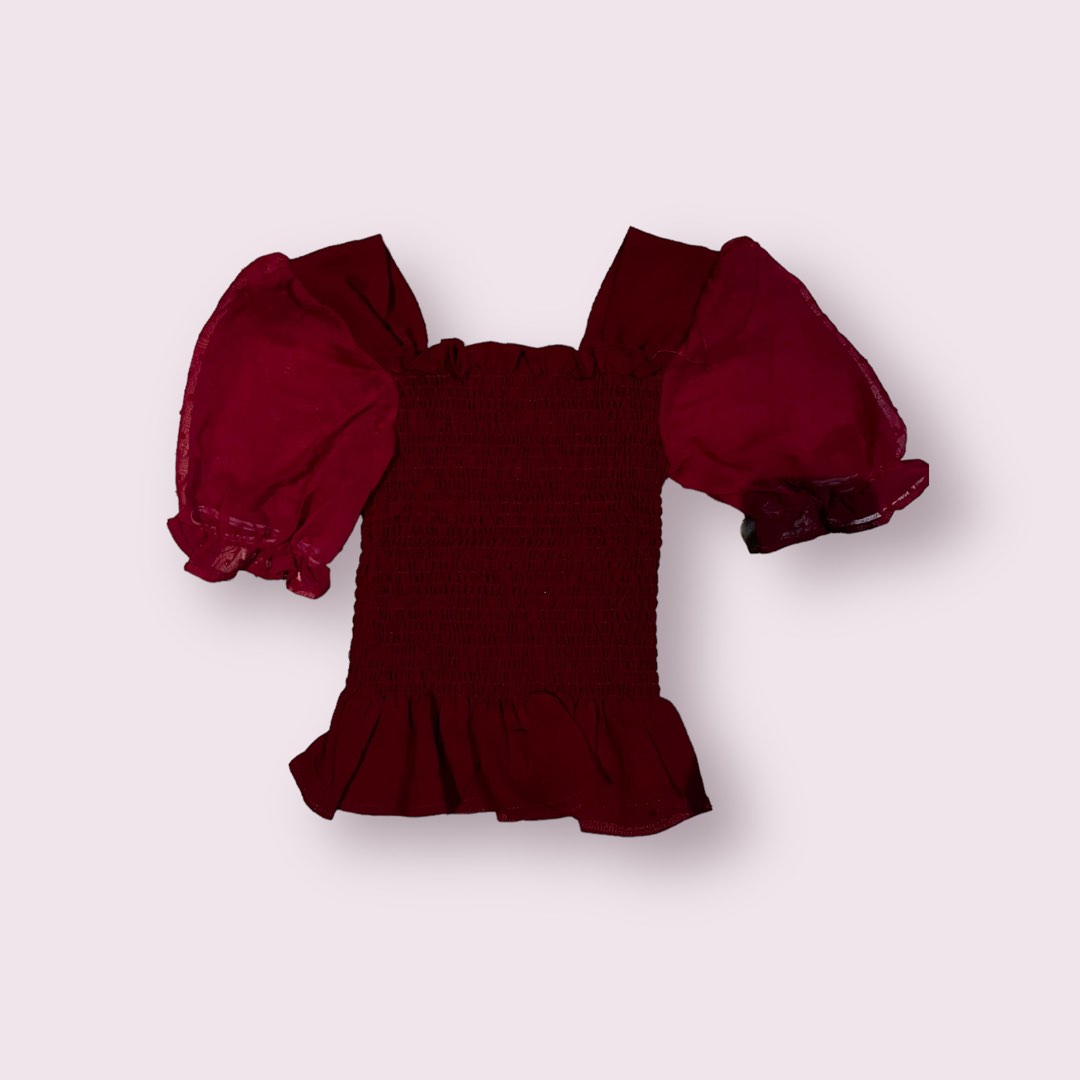 Red Lace Top Womens Fashion Tops Blouses On Carousell