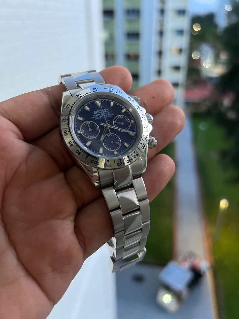 Seiko Daytona Mod Racing blue dial, Men's Fashion, Watches ...